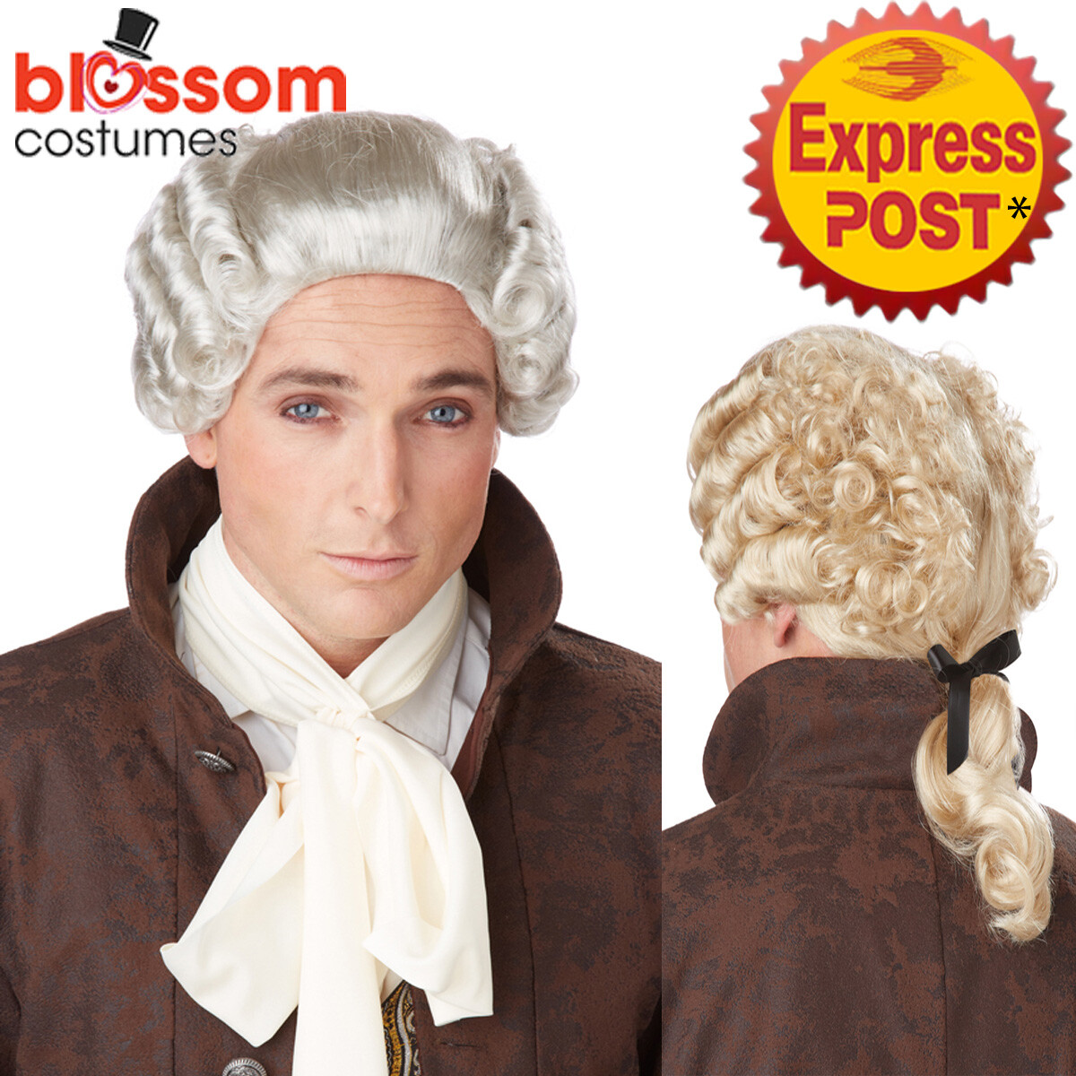 W579 18th Century Peruke Costume Wig Historical Judge Colonial Lawyer ...