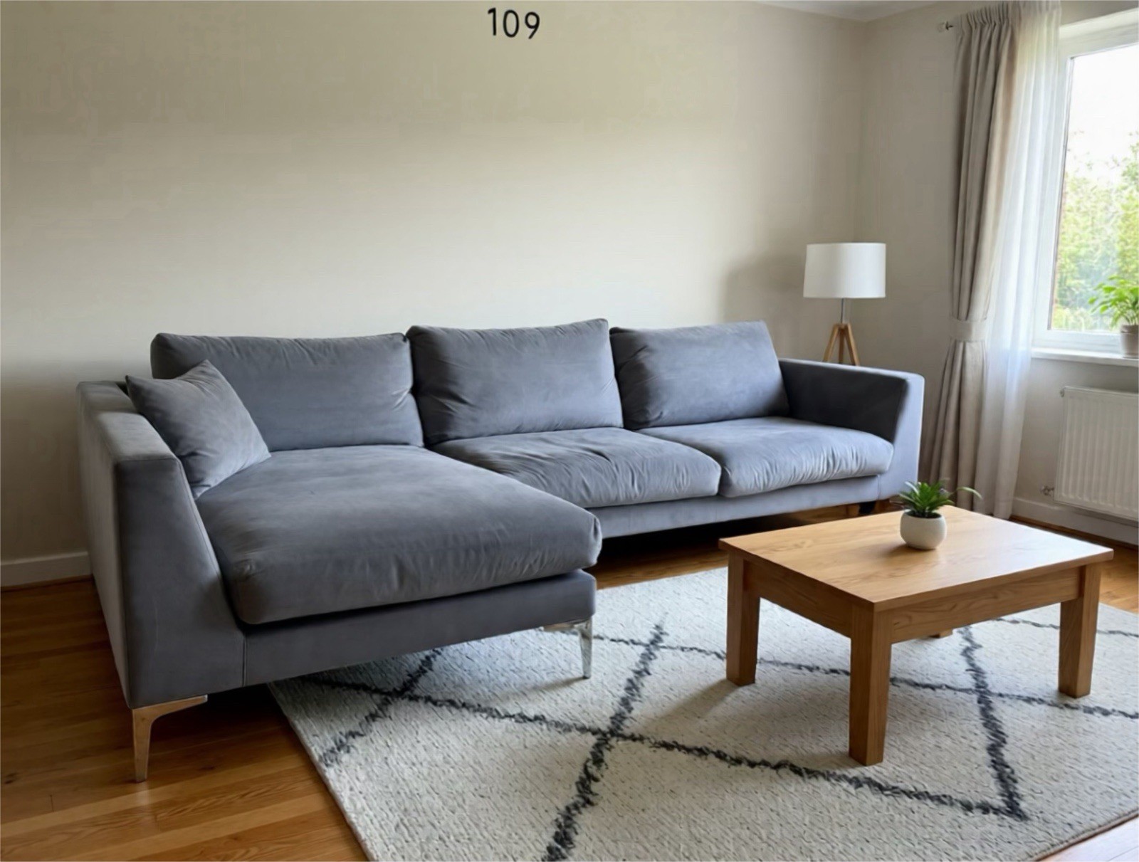 Dfs grey L shape Velvet sofa | eBay UK