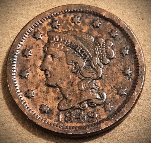 1849 BRAIDED HAIR LARGE CENT ** VF - XF COIN ** (7317) | eBay