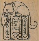 Cat On Books 2 3/4 x 2 3/4" Rubber Stamp, Cat Stamp, Funny Cat, Cute ...