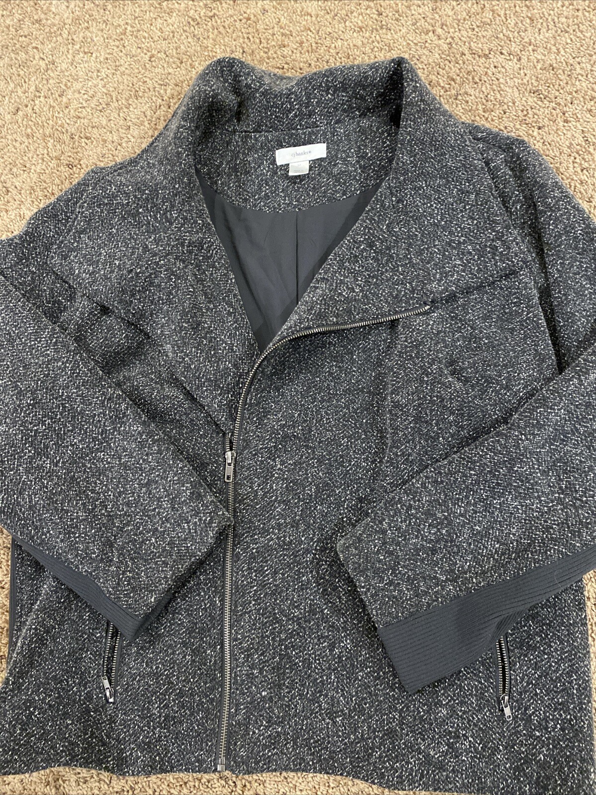 3X Plus Size Stylish Gray Zip Jacket | eBay