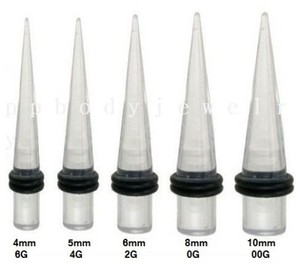 5pcs. Clear Acrylic Straight Tapers 6g, 4g, 2g, 0g, 00g Ear Stretching ...