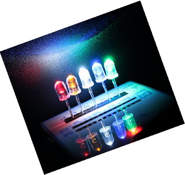 200Pcs 3mm 5mm LED Light White Yellow Red Blue Green Assortment Diodes ...