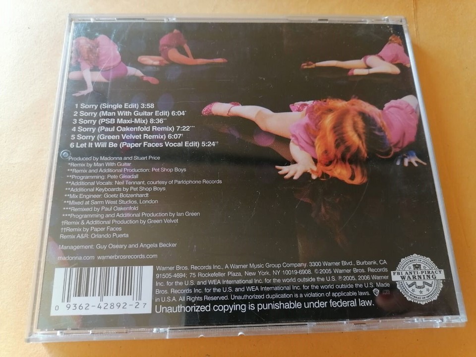 MADONNA SORRY CD MAXI-SINGLE 2006 LIKE NEW 93624289227| eBay