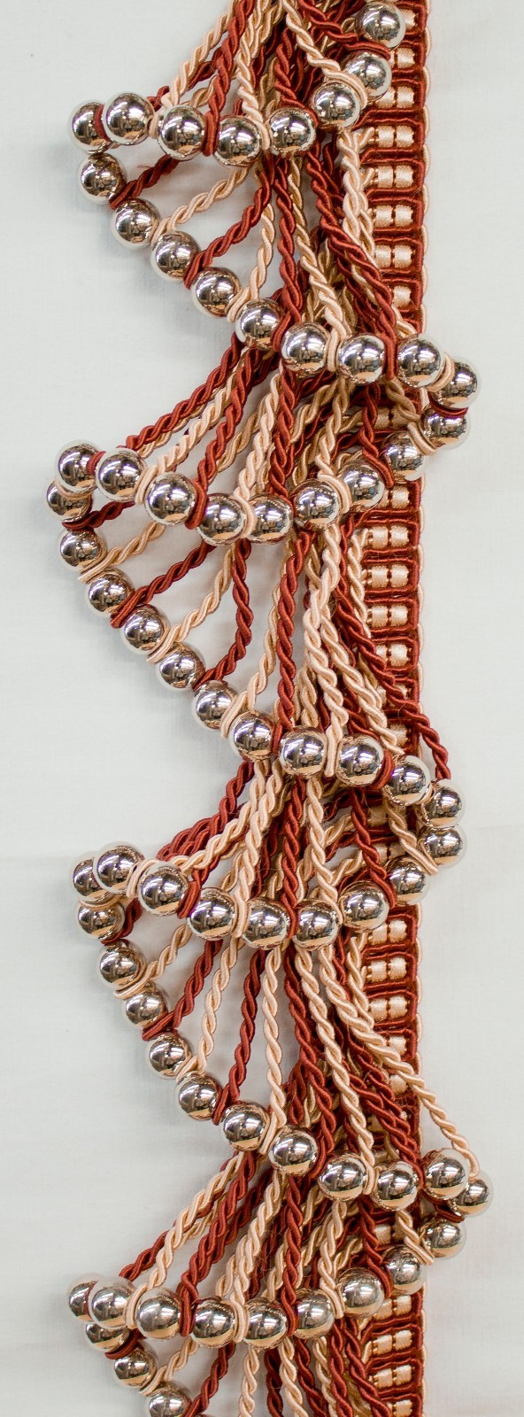 Red / Beige Beaded Rope FRINGE Trim 4" Drop DRAPERY / UPHOLSTERY Per ...