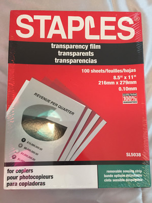 Staples Transparency Film SL5038 For Universal Copiers Seaed Box 100 ...