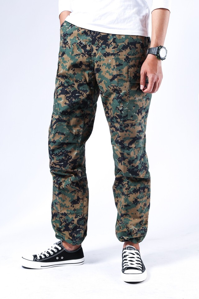 BACKBONE Mens Army Style BDU Pants Multi-Pocket Camouflage Casual Cargo ...