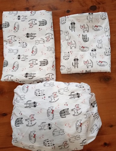 Cynthia Rowley Double Bed Sheets Bedding Set Cats White Polyester, Free ...