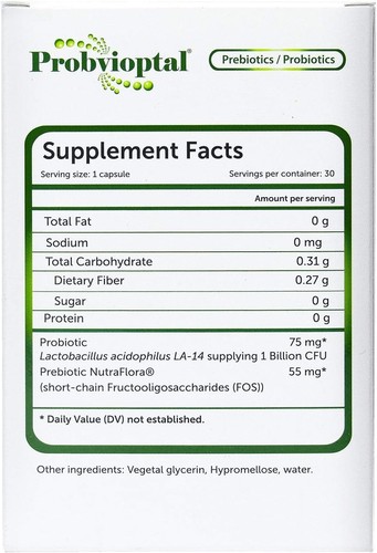 Probvioptal, 30 Capsules, Probiotics & Prebiotics, Duocap, 1 Billion ...