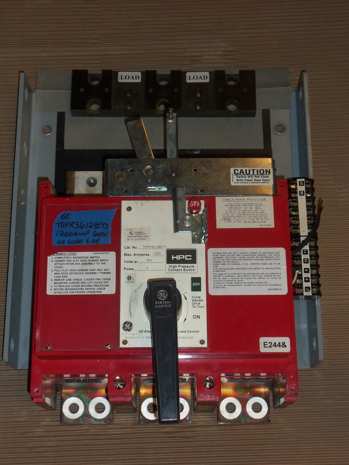 GE HPC HIGH PRESSURE SWITCH THPR3612BET1 3 POLE 1200 AMP 600V TOP | eBay