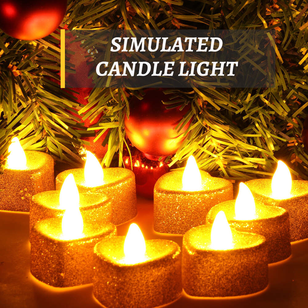 Romantic LED Candle Light Heart Shape Home Artificial Battery Operated ...