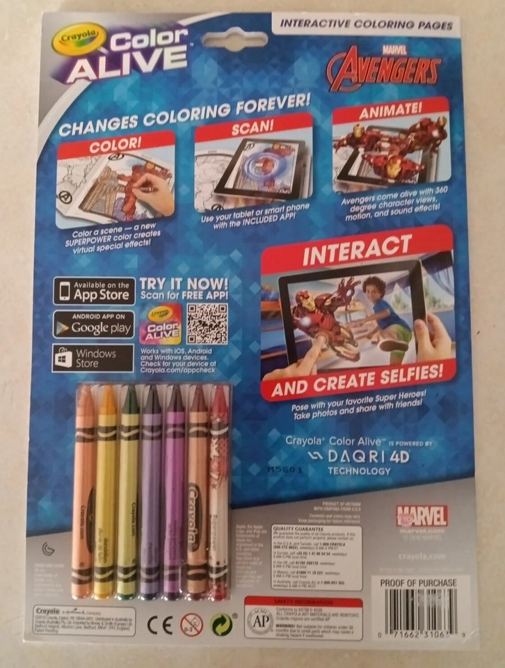 Crayola Color Alive Avengers Coloring Book 4D Free App Age 4+ | eBay