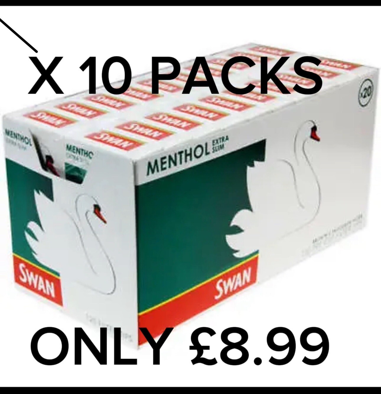 1200 x Swan Menthol Extra Slim Filter Tips 120s x 10 (1200 Tips - ONLY ...