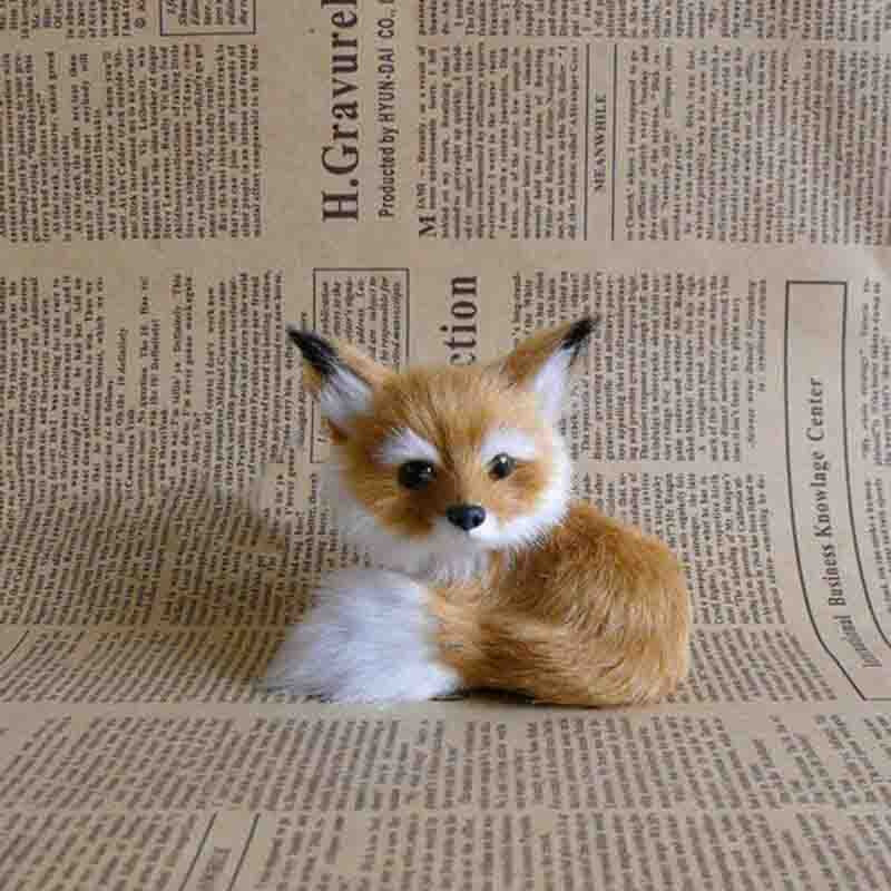 Cute Realistic Simulation Fox Plush Imitation Fur Toy Home Decor Animal ...