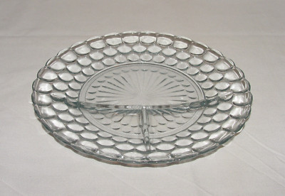 PERFECT Vintage Sapphire Blue Fire King "BUBBLE" Sectioned Grill Plate ...