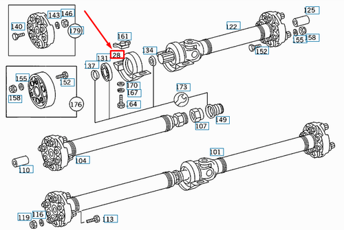 Mercedes-Benz E W124 Propeller Shaft Rubber Boot Bearing A1244100781 ...