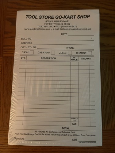 INVOICE CUSTOM PRINTED 2 Part Carbonless Form, Blk Ink. Additional Opt ...
