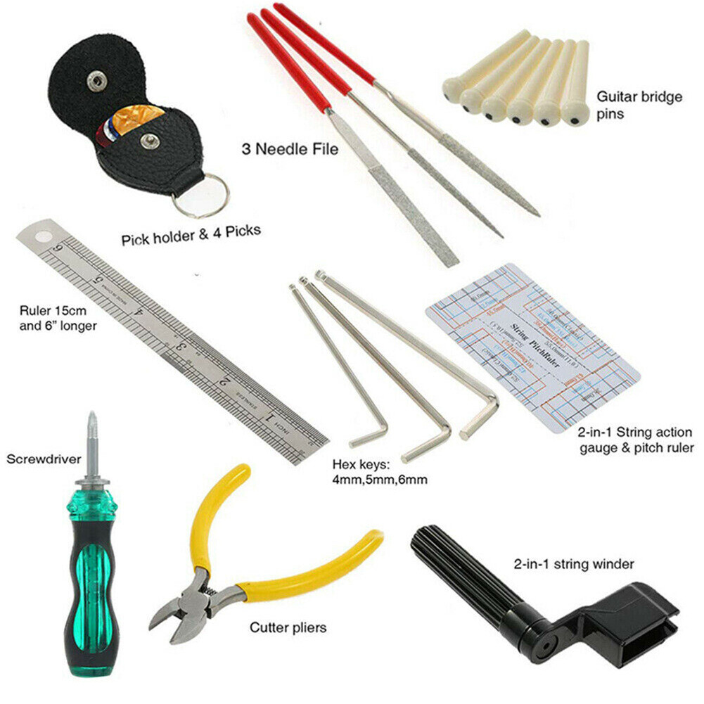 Guitar Care Cleaning Repair Tool Kit Luthier Setup Maintenance Full Set ...