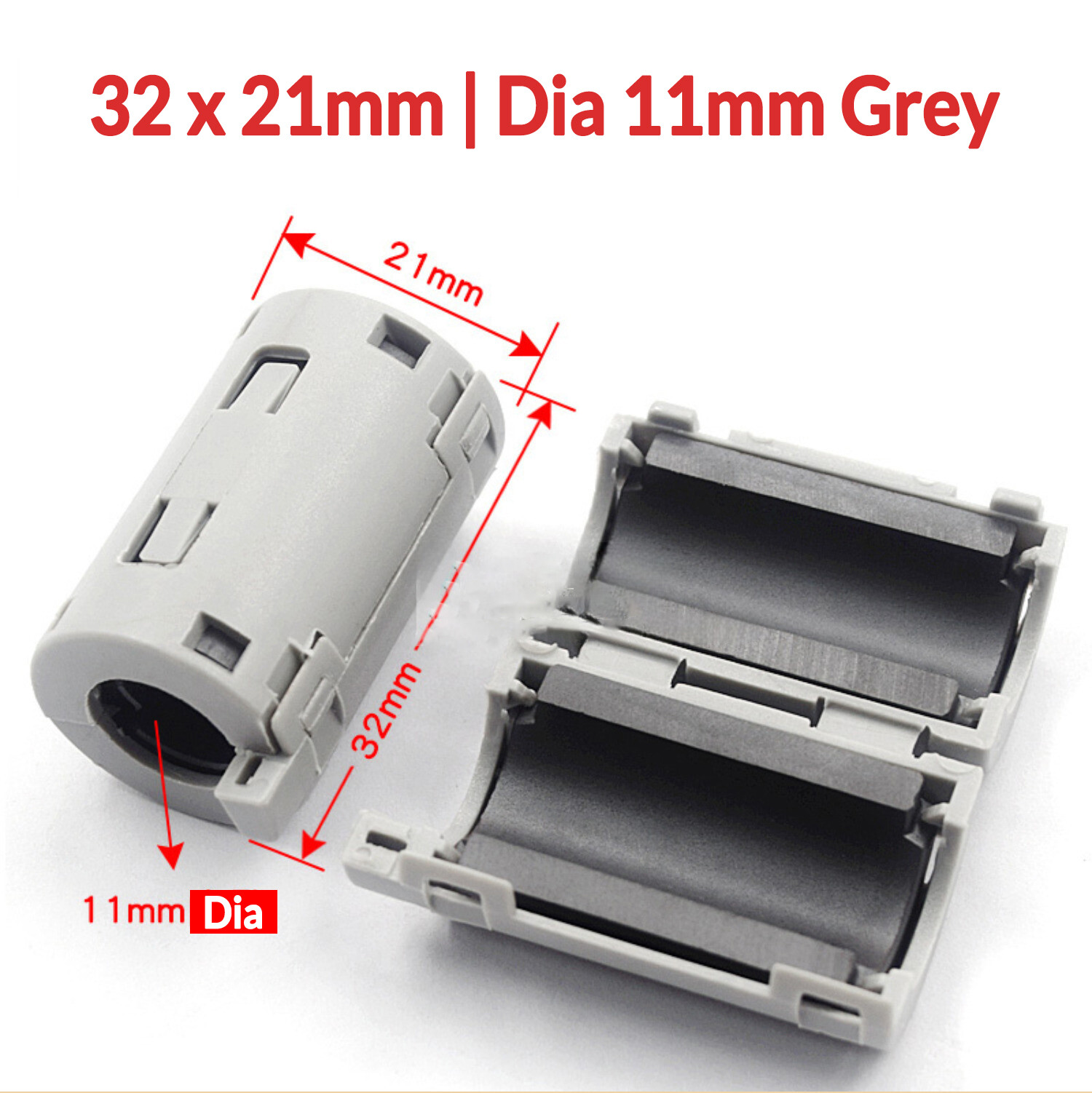 Clip On Ferrite Core Anti Radio Interference Noise EMI RFI Clip Cable ...