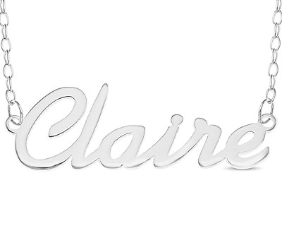Claire Name Plate Necklace Pendent Sterling Silver female Personalized ...