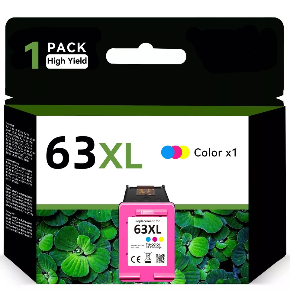 63 XL Ink Cartridge for HP 63XL Officejet 4650 3830 Envy 4520 4512 4516 ...