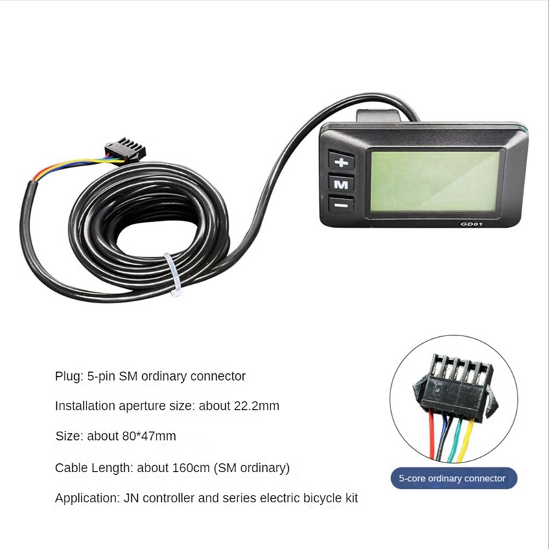 36V 48V Electric Bike GD01 LCD Display Panel with Ordinary Connector E ...