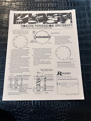 Vintage Rogers 1970s Drum Percussion Fact Sheet (M8356) DYNA SONIC ...