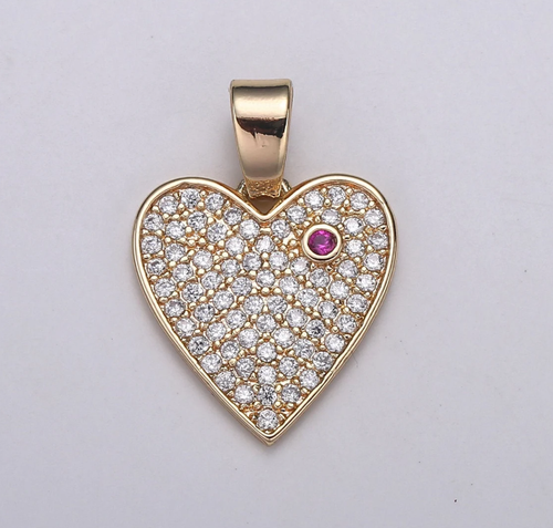 Heart Pendant 10k Solid Gold Pink Rhodolite And Moissanite Gemstone ...