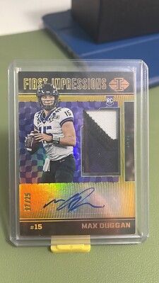 Max Duggan 2023 Panini Chronicles Illusions Rookie Gold Auto Patch 17/ ...