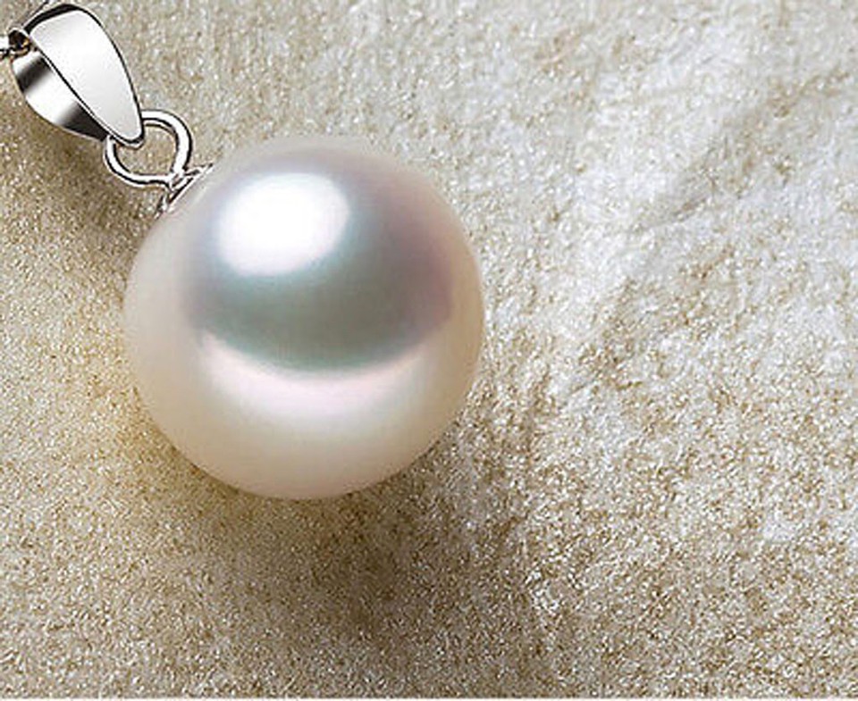 16mm White South Sea Shell Pearl Round Beads Pendant Silver Chain ...