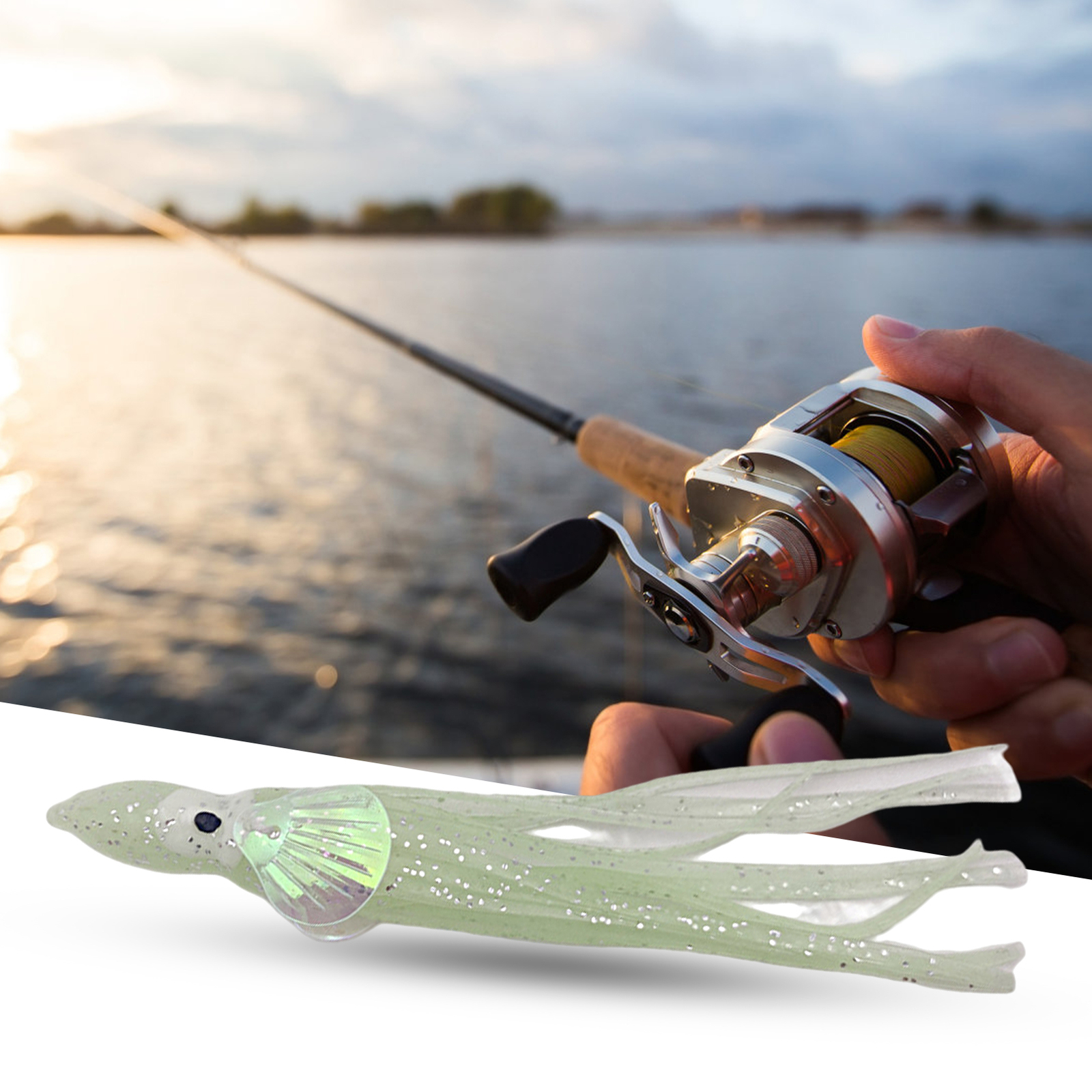 12cm Fake Lure Bright Color Fish Attraction Night Luminous Soft Octopus ...