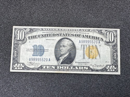 $10 Dollar 1934 A Silver Certificate North Africa Yellow Seal Note | eBay