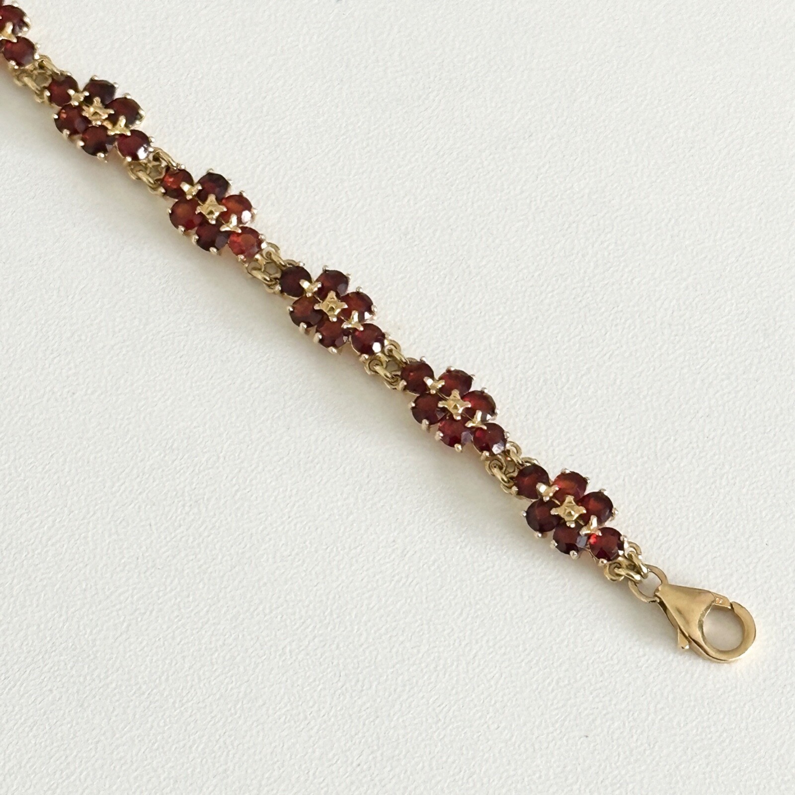 Vintage 18K Solid Yellow Gold Genuine Garnets Tennis … - Gem