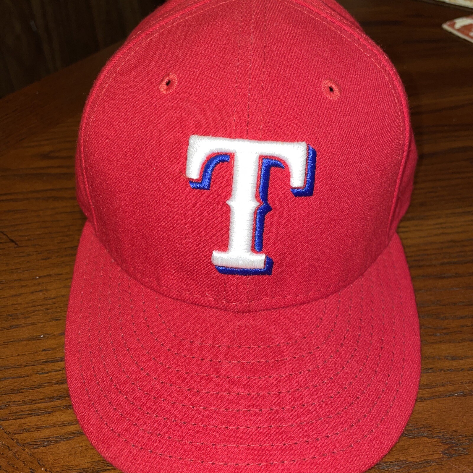 VINTAGE Texas Rangers Hat Cap Fitted Mens 7 Red Wool New Era Baseball ...