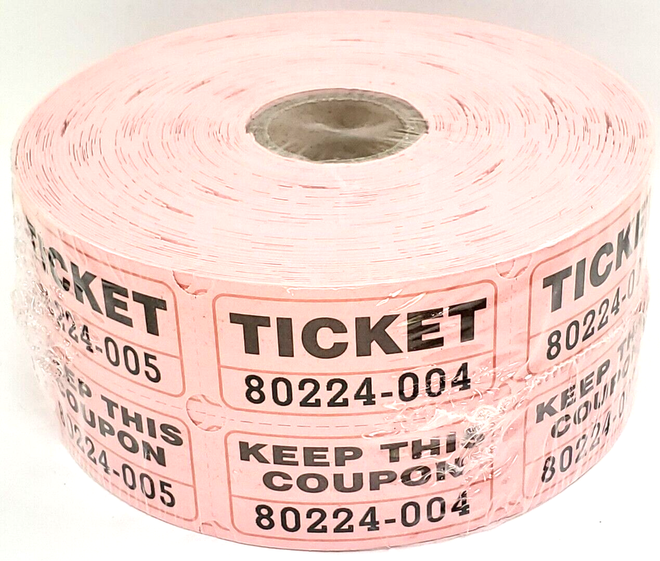 Raffle Tickets Double Roll - Events, Carnivals - 1000 Ticket Count PINK ...
