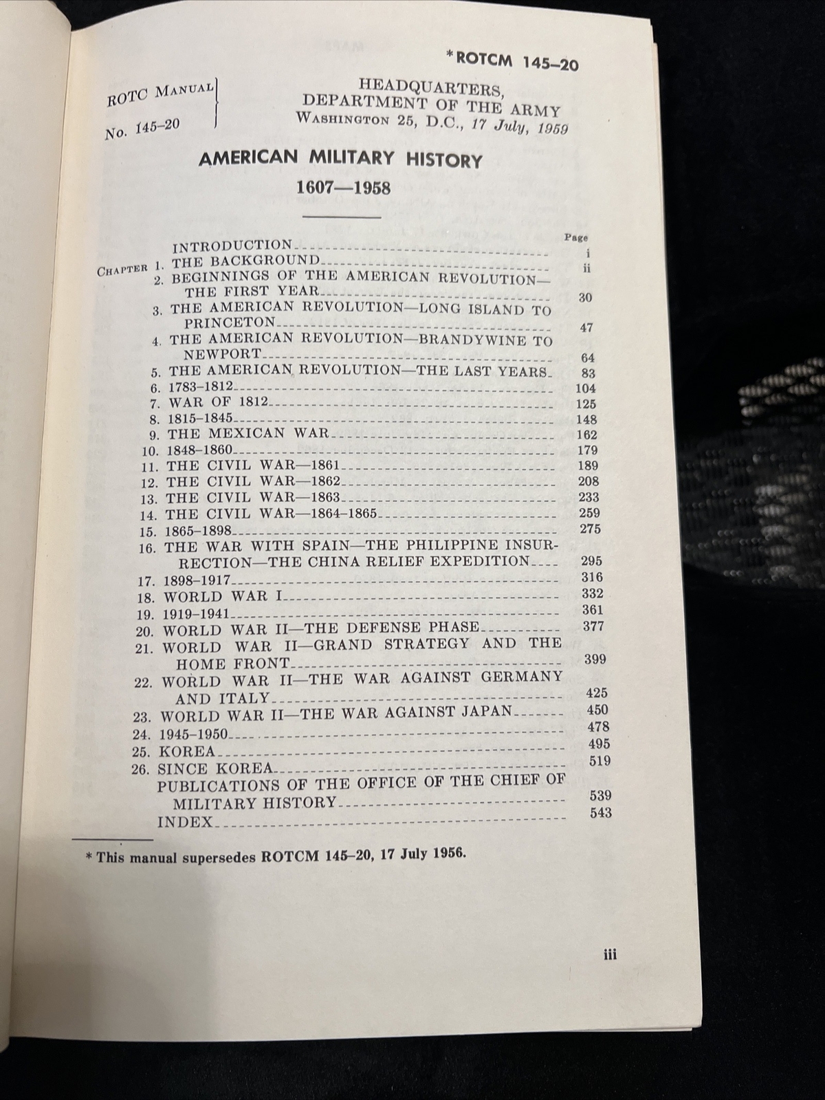American Military History 1607-1958 ROTCM 145-20 Book U.S. Army ROTC ...
