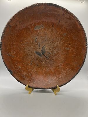 ANTIQUE Pennsylvania PRIMITIVE PA 19th C REDWARE DISH 10” Crimp | eBay