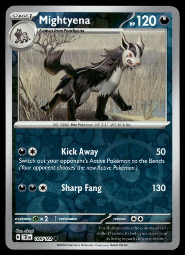 Mightyena Reverse Holo NM 106/162 Temporal Forces Pokemon Card | eBay