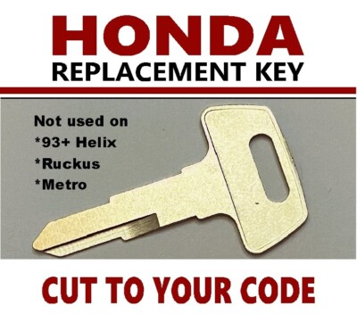 Honda Scooter Motorcycle Replacement Key Cut to Code 101-820 All Metal ...