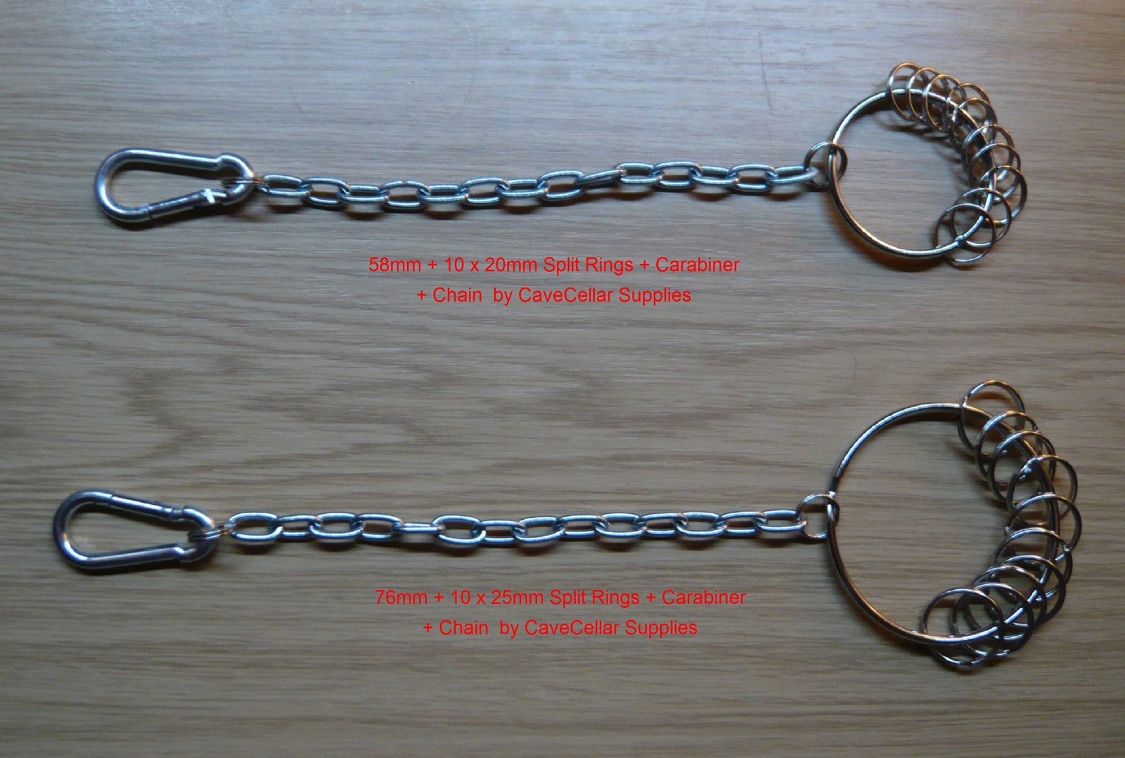 58mm LARGE STRONG JAILERS KEY RING CHAIN 310mm lg WITH SPLIT RINGS ...