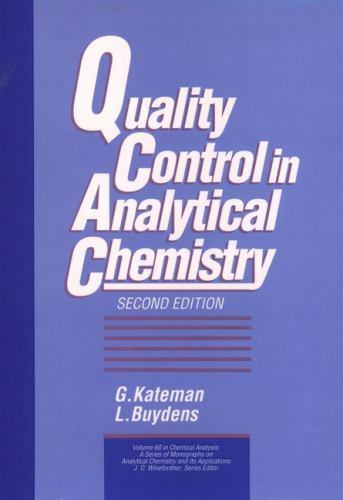 QUALITY CONTROL IN ANALYTICAL CHEMISTRY by Kateman/Buydens - HDCV @W8 ...