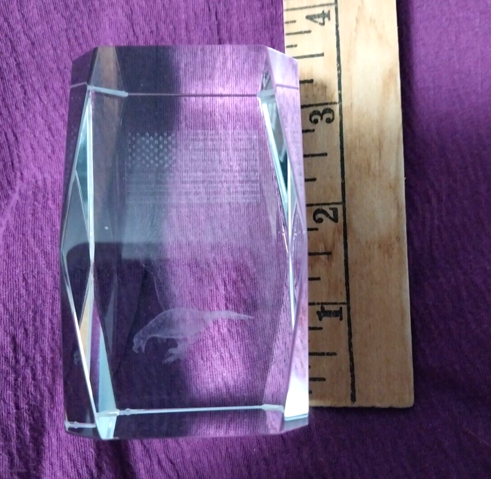 Paperweight Eagle American Flag Etched Crystal Clear Patriotic Stored ...