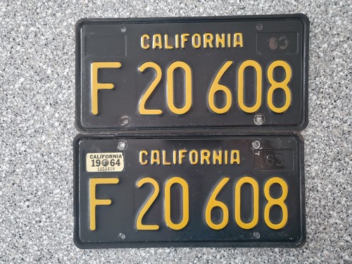 1963 Black California Commercial License Plates, 1964 Validation, DMV ...