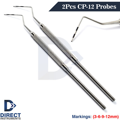 2Pcs Dental Probe CP12 Black Color Markings 3-6-9-12 Periodontal ...