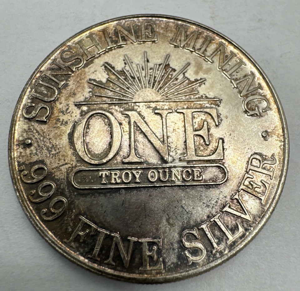 1984 SUNSHINE MINING SUNSHINE SILVER ~ 1 OZT .999 FINE SILVER ROUND | eBay
