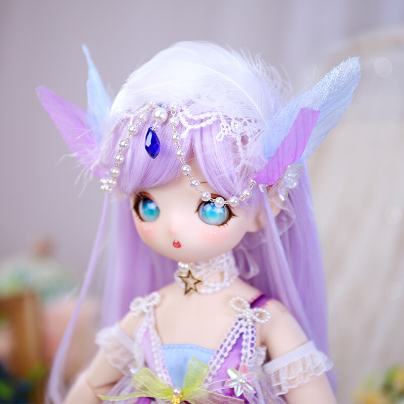 1/4 BJD Doll 40cm Doll SD Dolls Purple Cartoon Clothes Outfits Wig Blue ...