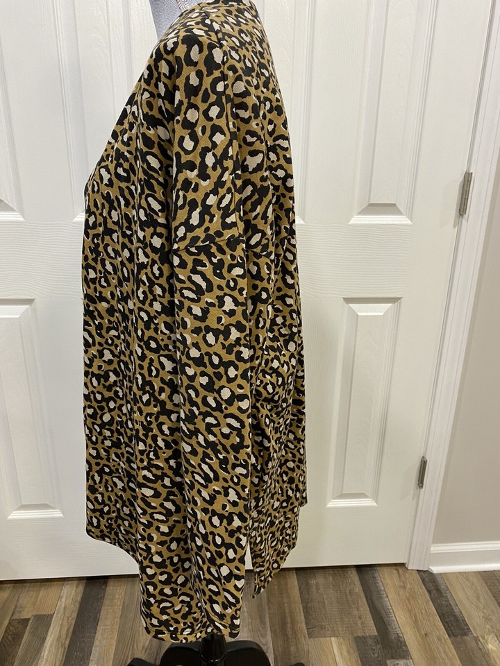 Venus Open Cardigan Sweater Duster Women’s Larg Leopard Animal Print ...