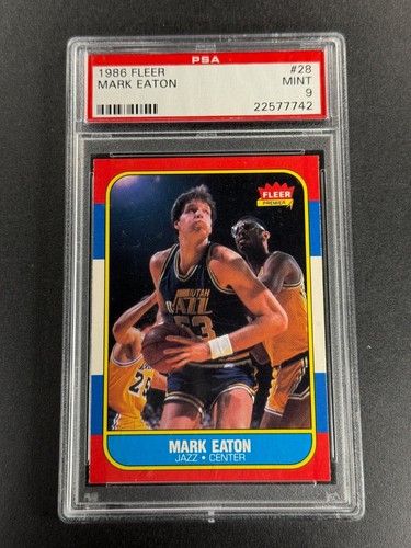 MARK EATON 1986 86-87 FLEER #28 ROOKIE RC PSA 9 NBA UTAH JAZZ (SET ...