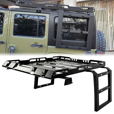 Roof Rack Cargo Carrier Luggage W/ 2 Ladders For Jeep Wrangler JK 4 ...