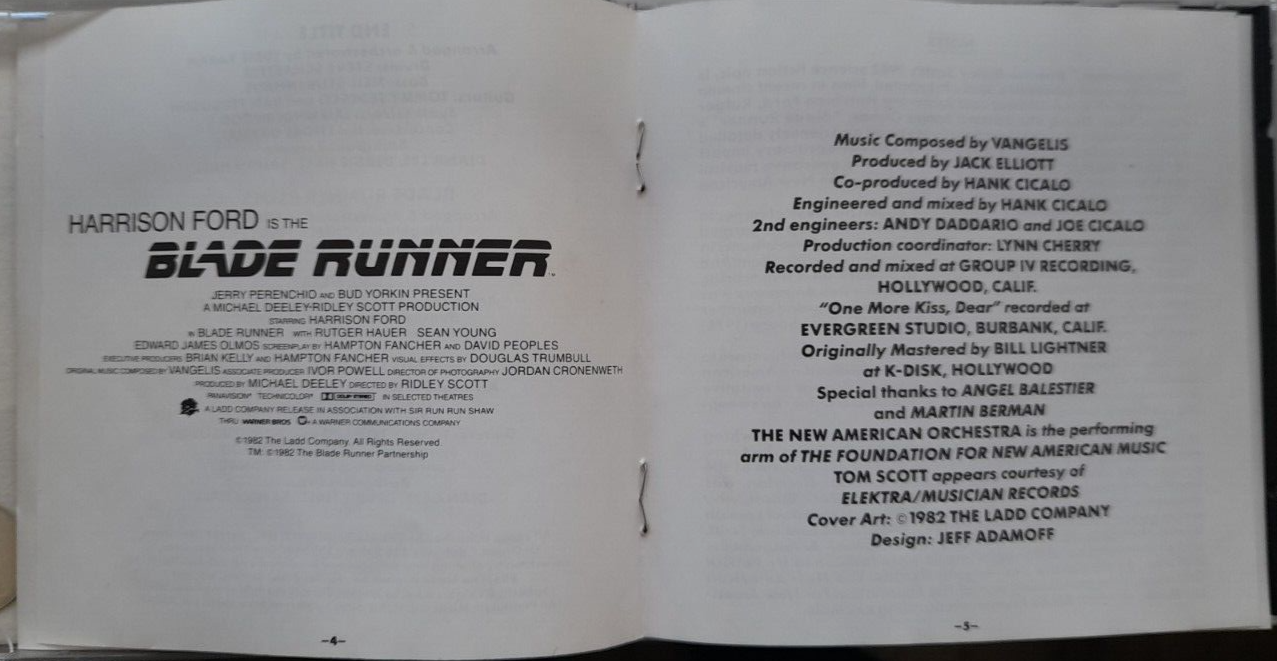Blade Runner OST by Vangelis The New American Orchestra 1982 WEA - Out ...